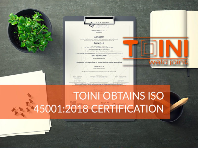 Toini obtains ISO 45001:2018 certification - Toini Srl